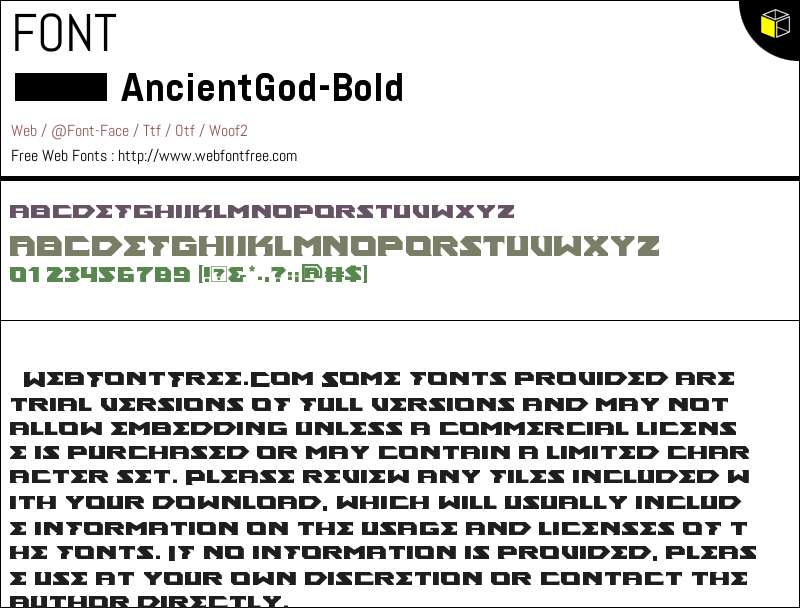 Ancient God Bold Fonts Downloads - WebFontFree.Com
