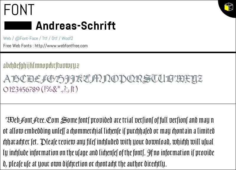 Andreas-Schrift Fonts Downloads - WebFontFree.Com