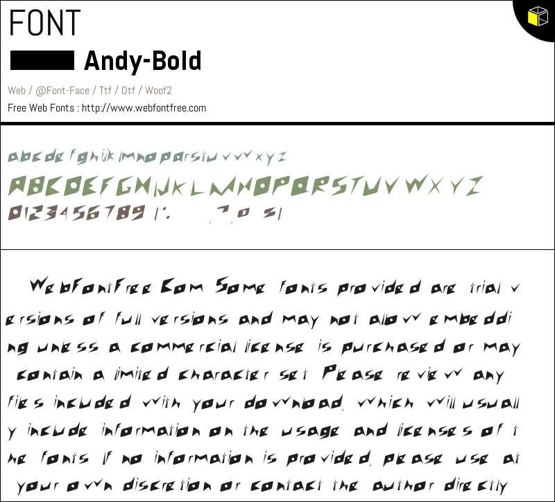 Andy Bold Fonts Downloads - WebFontFree.Com