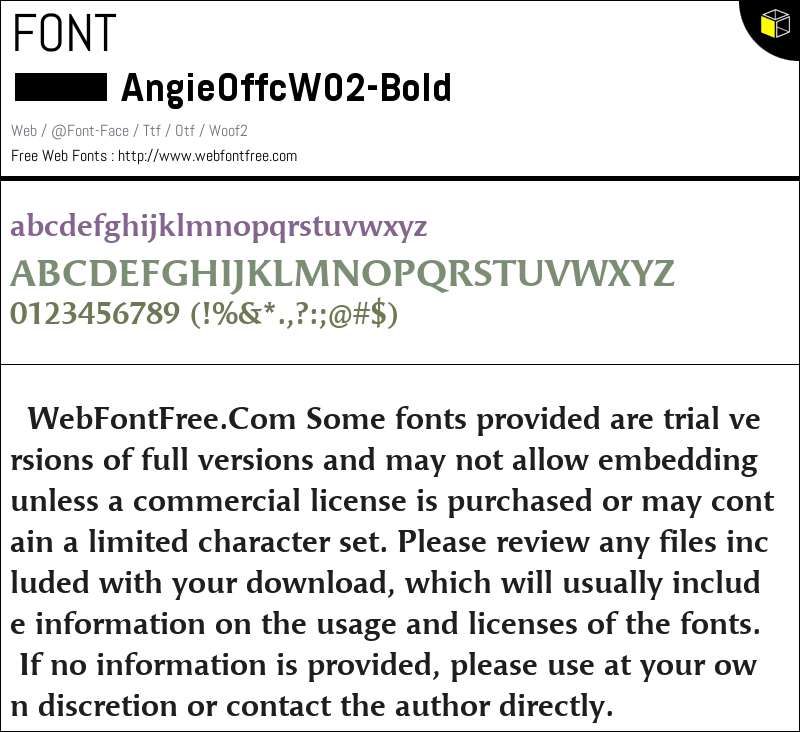 Angie Offc W02 Bold Fonts Downloads - WebFontFree.Com