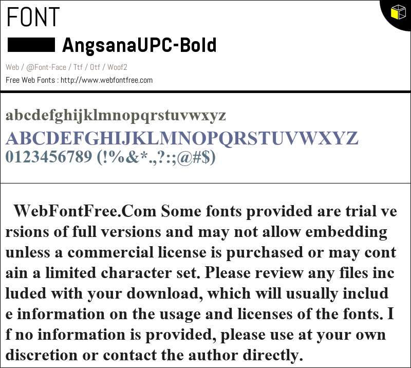 AngsanaUPC Bold 字体 下载 - WebFontFree.Com