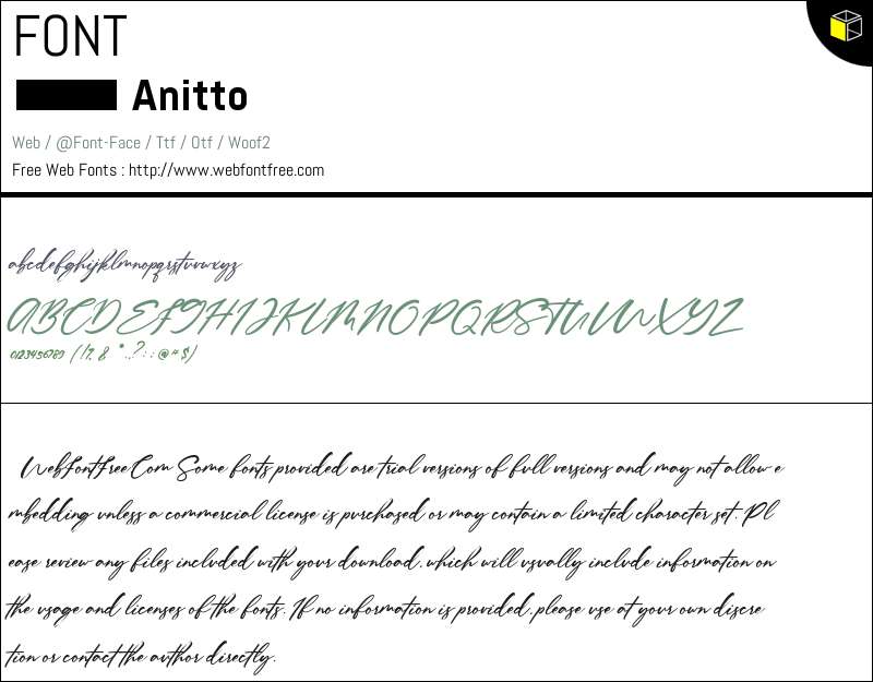 Anitto 字体 下载 - WebFontFree.Com