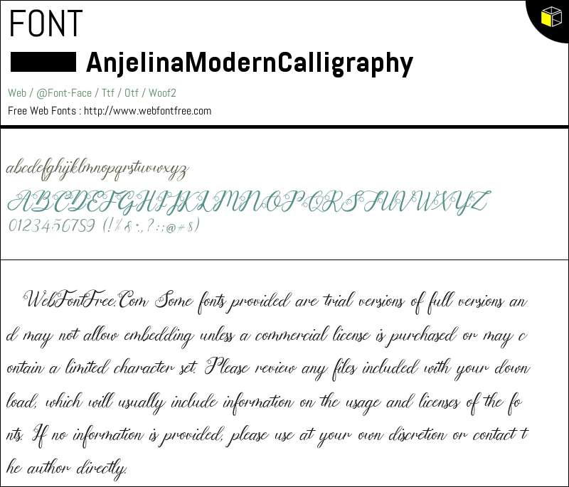 Anjelina Modern Calligraphy Fonts Downloads - WebFontFree.Com