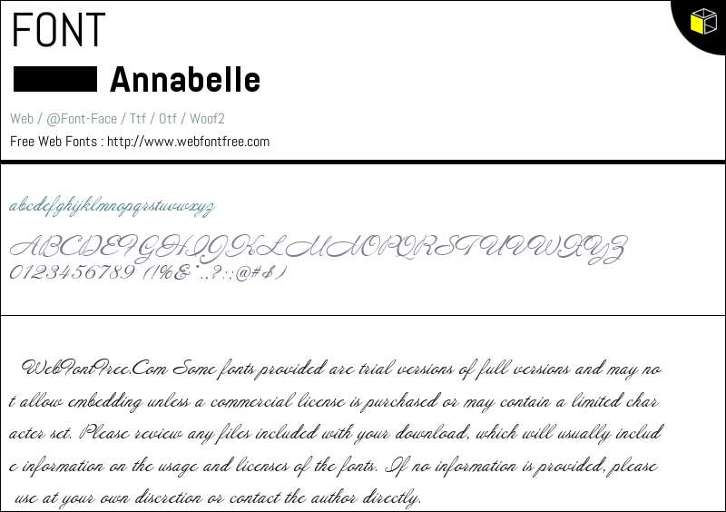 Annabelle 字体 下载 - WebFontFree.Com