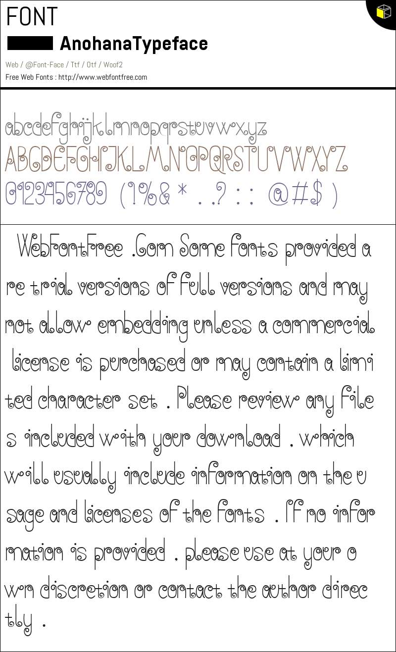 Anohana Typeface Fonts Downloads - WebFontFree.Com