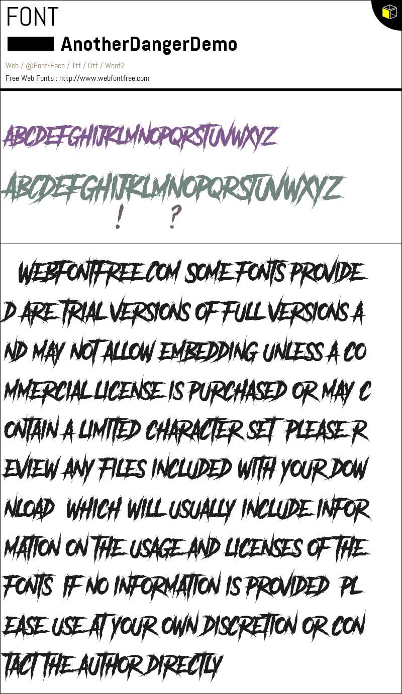 Another Danger - Demo Fonts Downloads - WebFontFree.Com