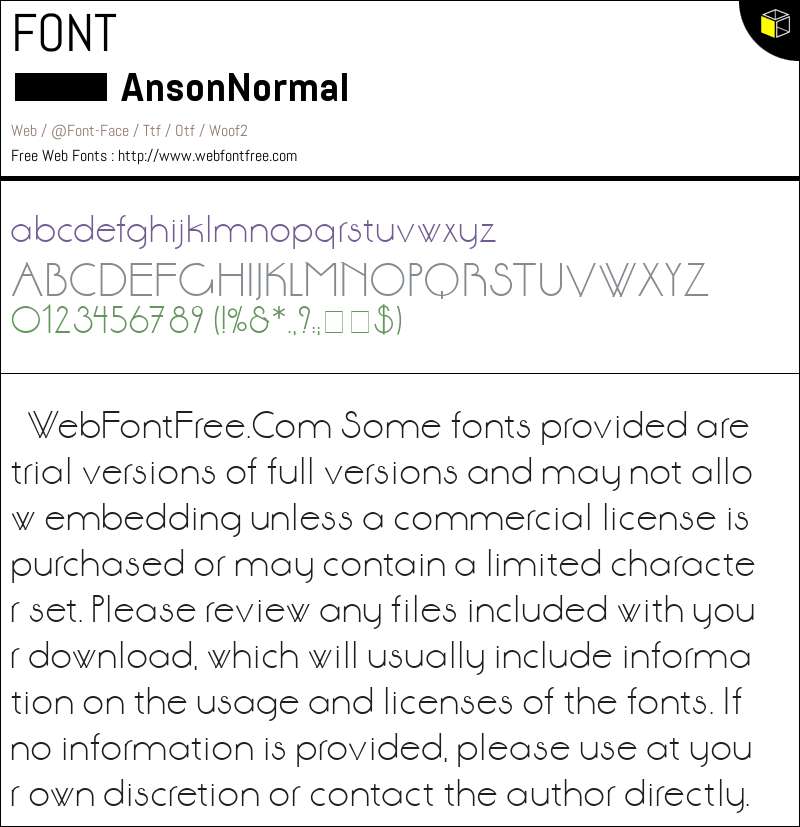 Anson Normal Fonts Downloads - WebFontFree.Com