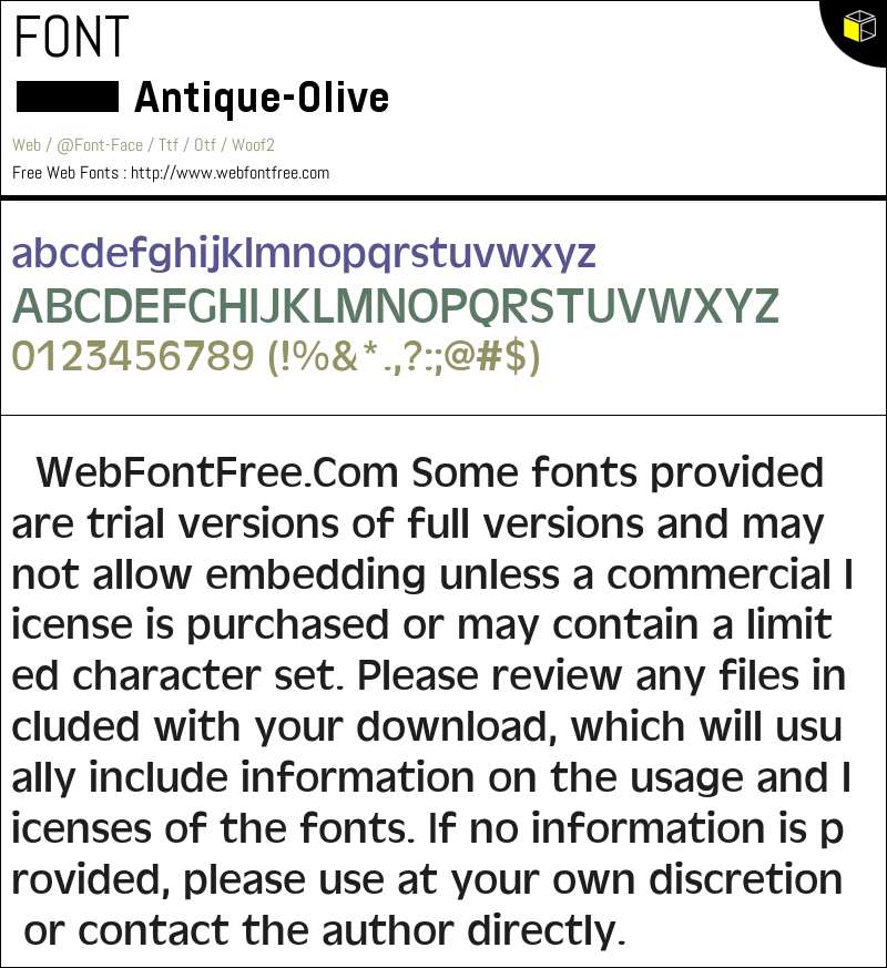 Antique-Olive 字体 下载 - WebFontFree.Com