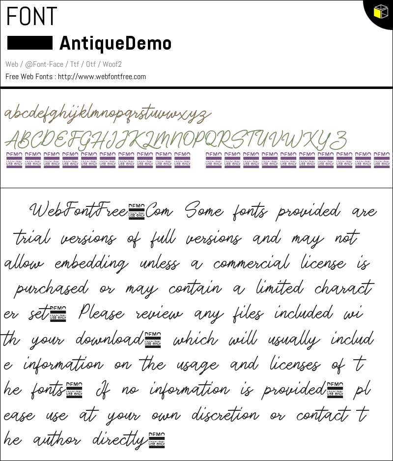 Antique Demo Fonts Downloads - WebFontFree.Com