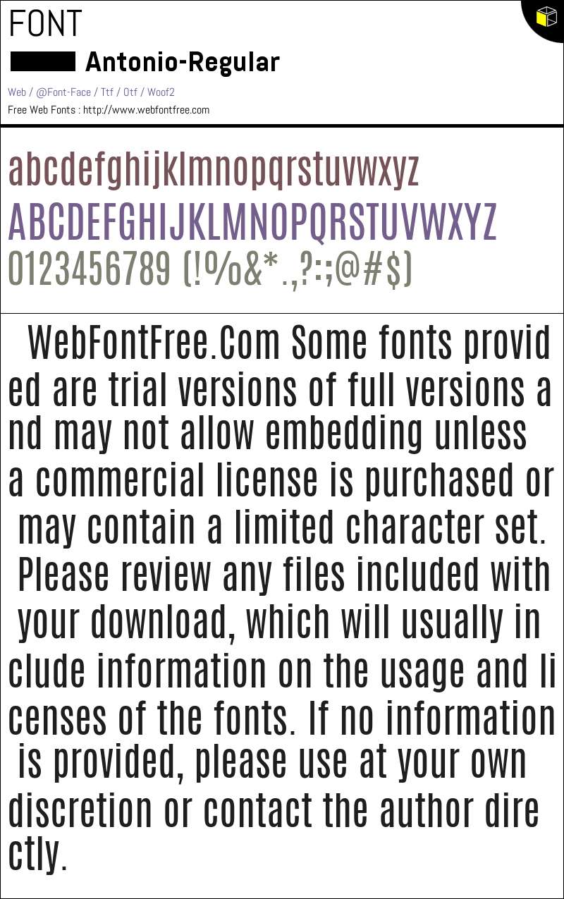 Antonio Regular 字体 下载 - WebFontFree.Com