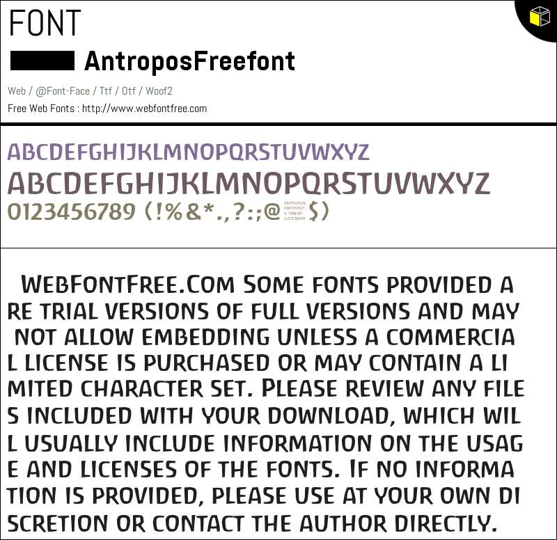 Antropos Freefont Fonts Downloads - WebFontFree.Com