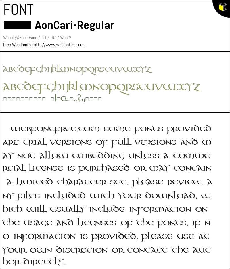 Aon Cari Fonts Downloads - WebFontFree.Com