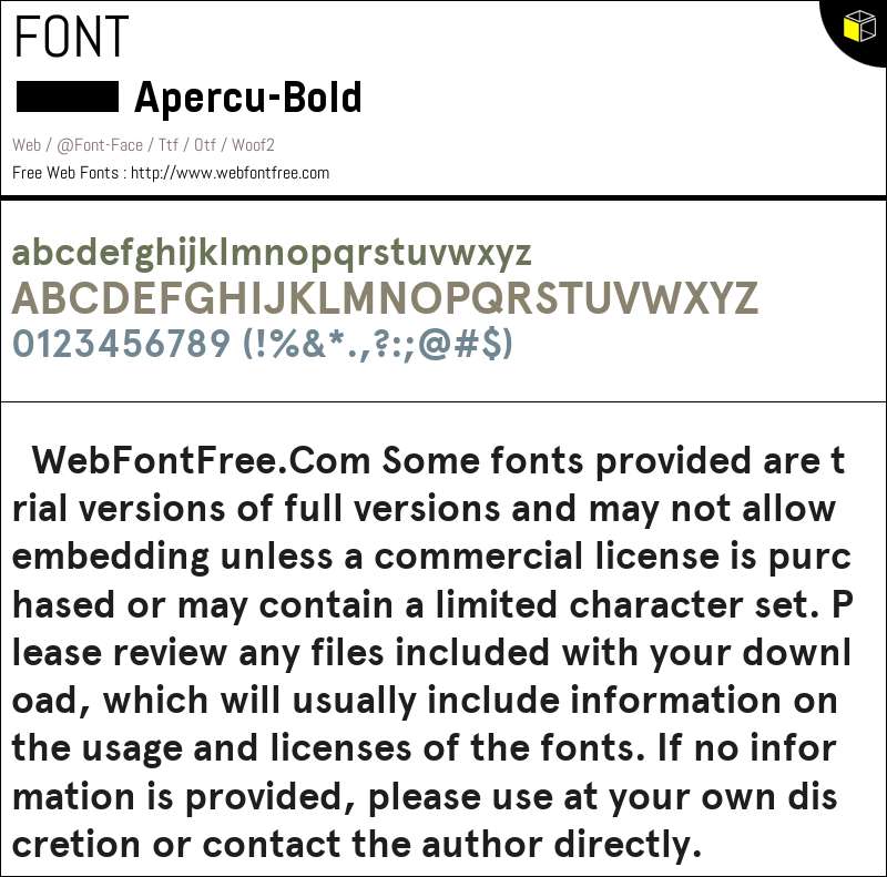 Apercu Bold 字体 下载 - WebFontFree.Com