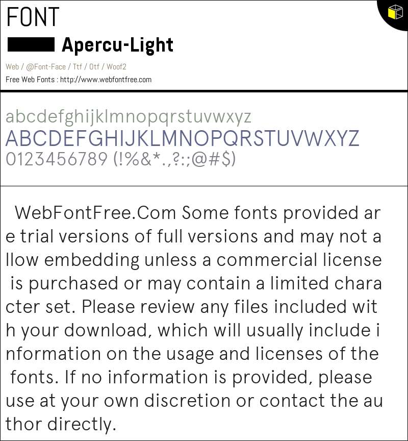Apercu Light Regular Fonts Downloads - WebFontFree.Com