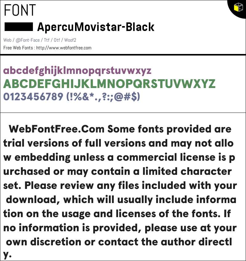 Apercu Movistar Black Fonts Downloads - WebFontFree.Com
