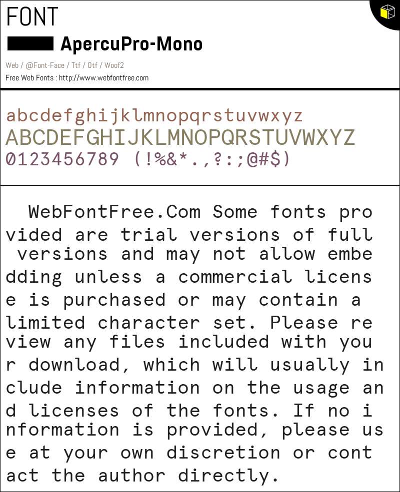 Apercu Pro Mono 字体 下载 - WebFontFree.Com