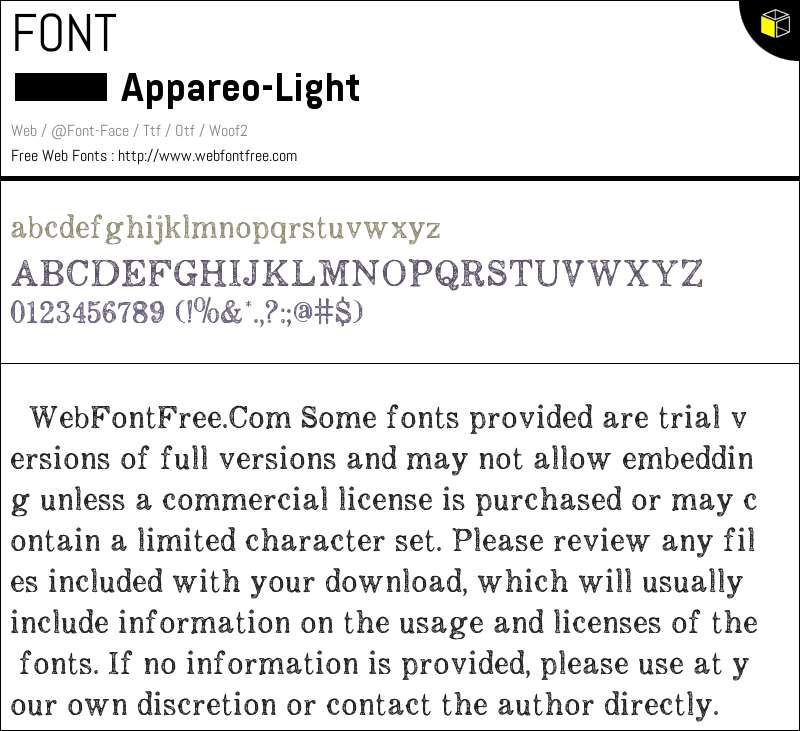 Appareo-Light Fonts Downloads - WebFontFree.Com