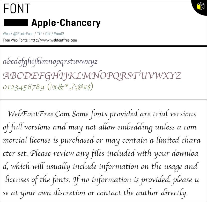 Apple Chancery 字体 下载 - WebFontFree.Com