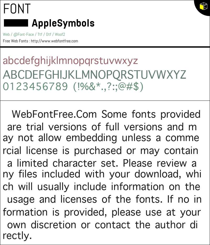 Apple Symbols Fonts Downloads - Webfontfree.com