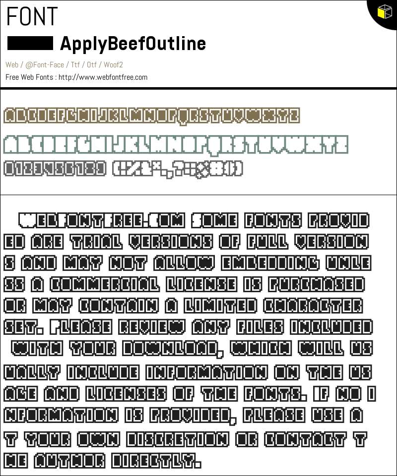 ApplyBeefOutline Fonts Downloads - WebFontFree.Com
