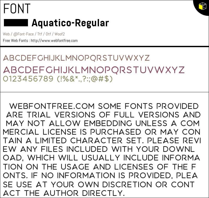 Aquatico 字体 下载 - WebFontFree.Com