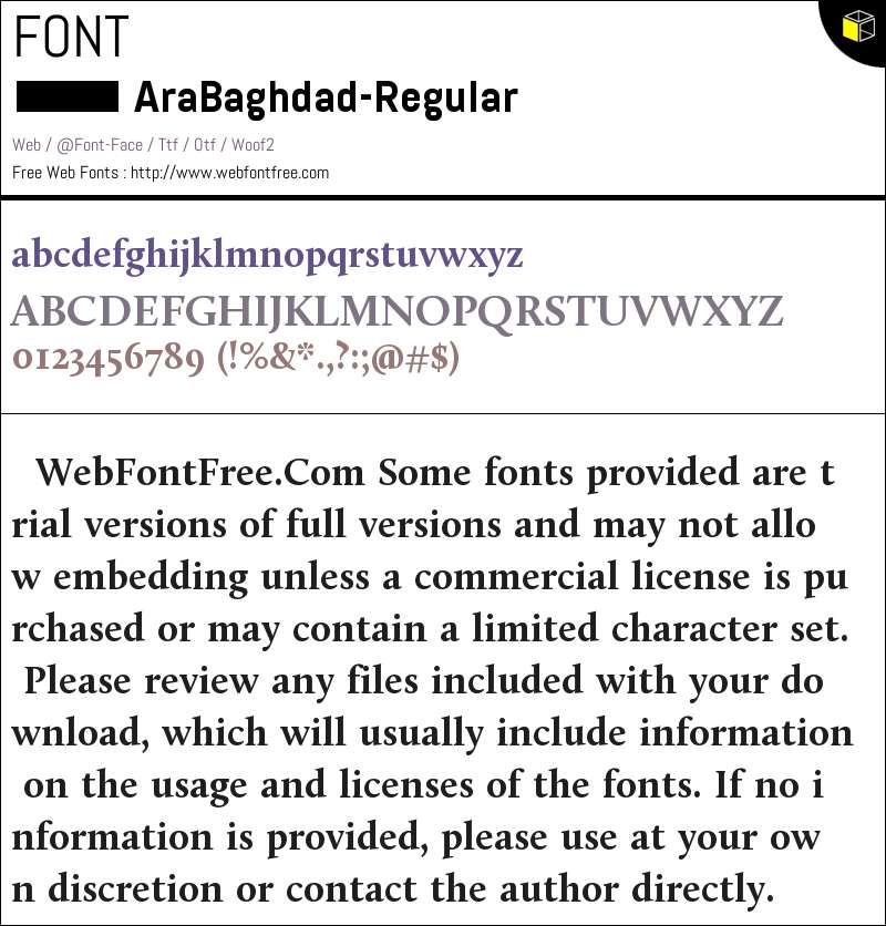 Ara Baghdad Fonts Downloads - WebFontFree.Com