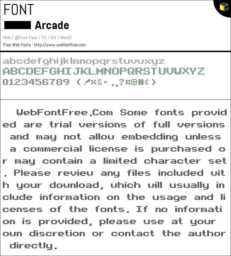 Arcade Fonts Downloads - WebFontFree.Com