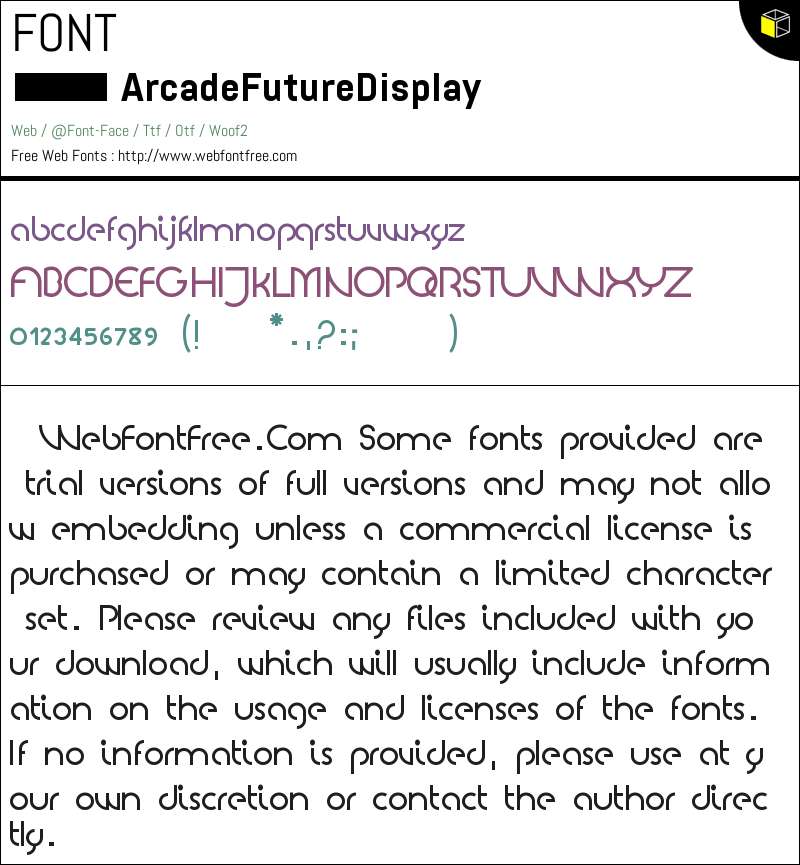 Arcade Future Display Fonts Downloads - WebFontFree.Com
