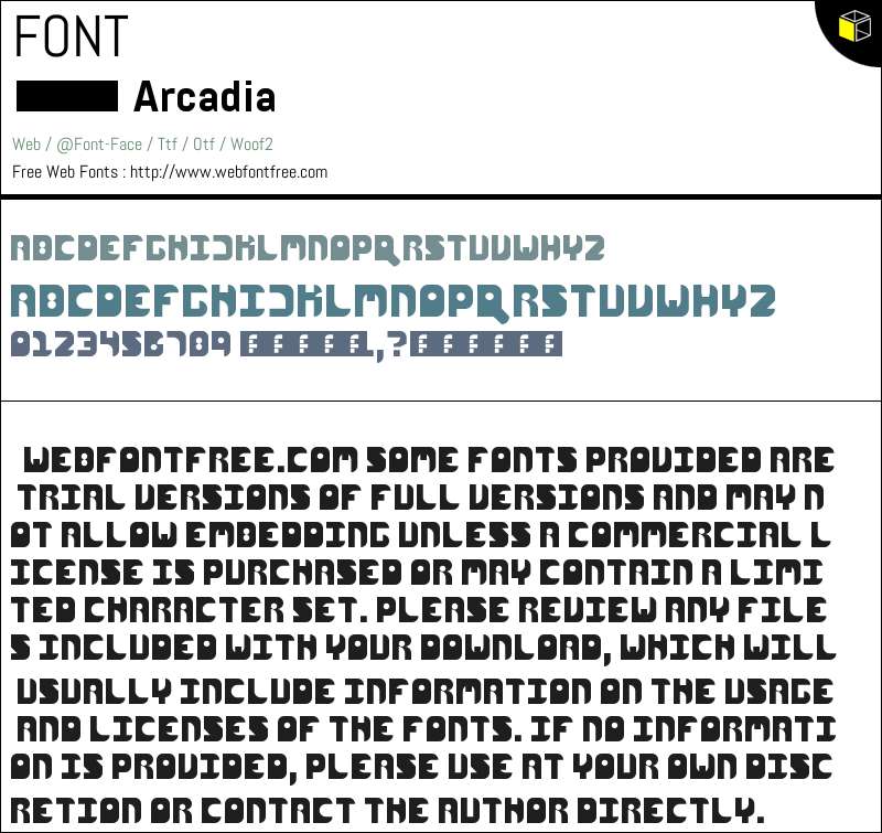 Arcadia Regular Fonts Downloads - WebFontFree.Com