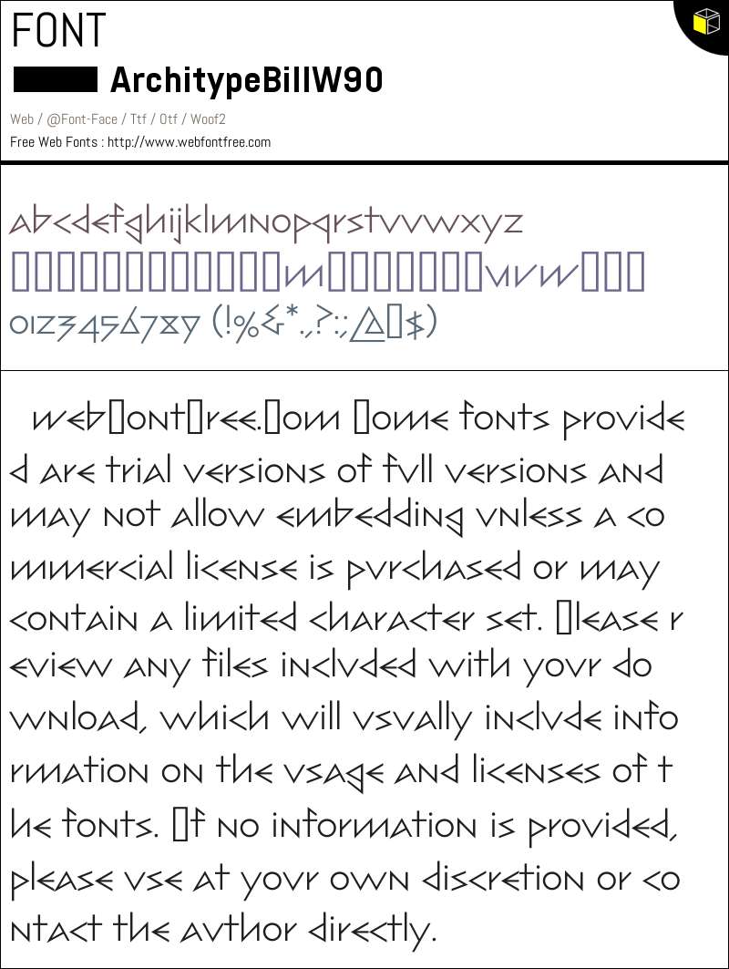 Architype Bill W90 Fonts Downloads - WebFontFree.Com