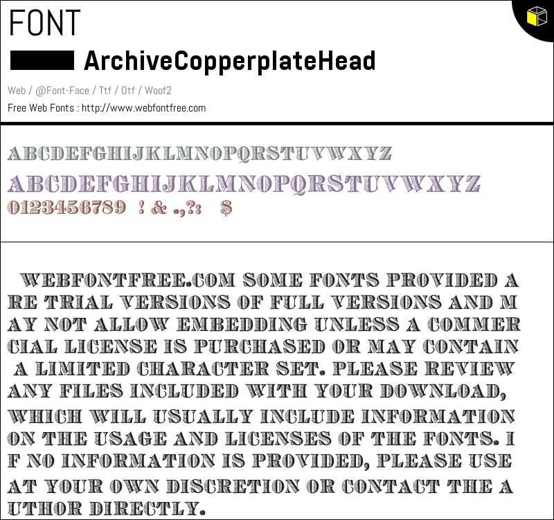 Archive Copperplate Head Fonts Downloads - WebFontFree.Com