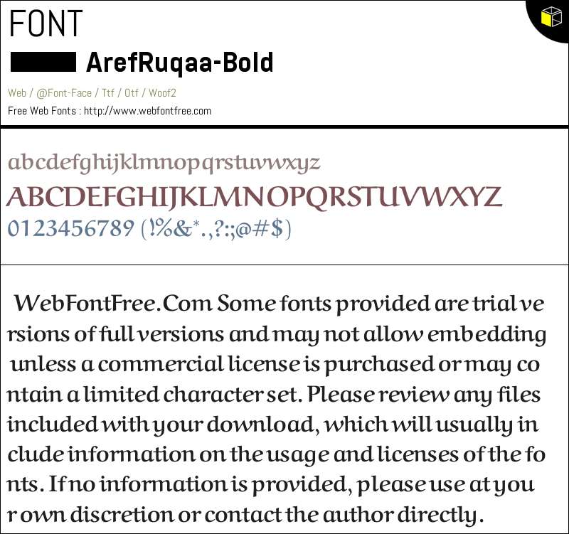 Aref Ruqaa Bold Fonts Downloads - WebFontFree.Com