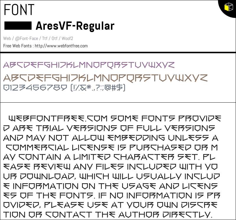 Ares VF Regular Fonts Downloads - WebFontFree.Com