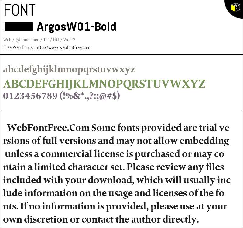 Argos W01 Bold Fonts Downloads - WebFontFree.Com