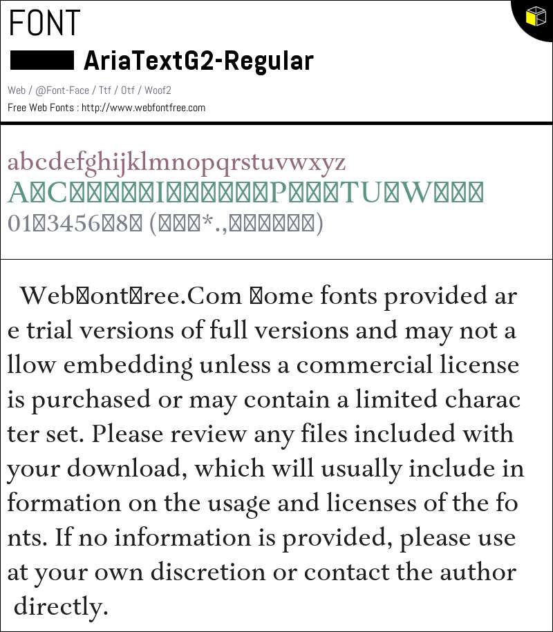 Aria Text G2 Fonts Downloads - WebFontFree.Com