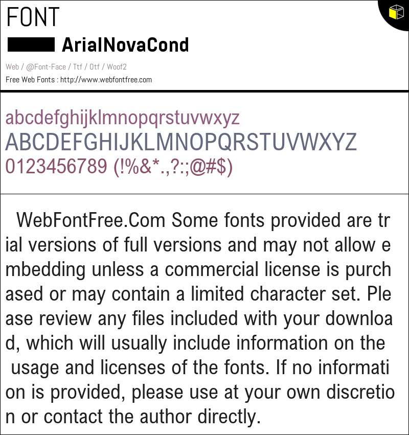 Arial Nova Cond Fonts Downloads - WebFontFree.Com