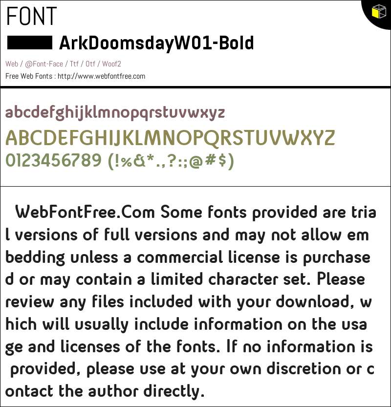 Ark Doomsday W01 Bold Fonts Downloads - WebFontFree.Com