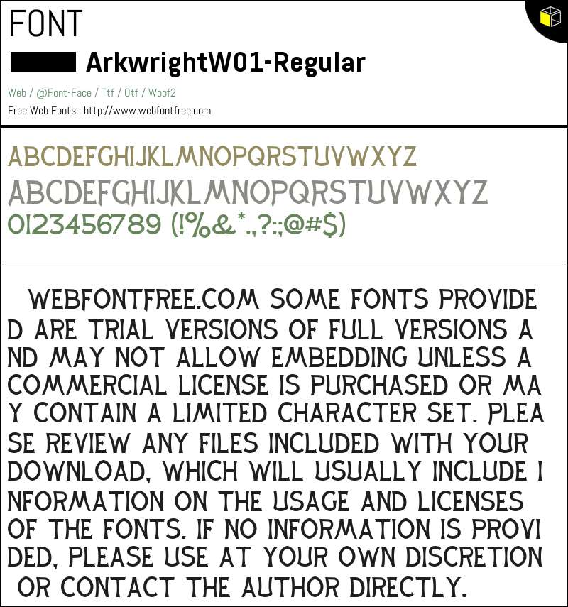 Arkwright W01 Regular Fonts Downloads - WebFontFree.Com