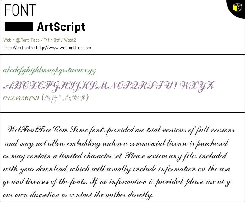ArtScript 字体 下载 - WebFontFree.Com