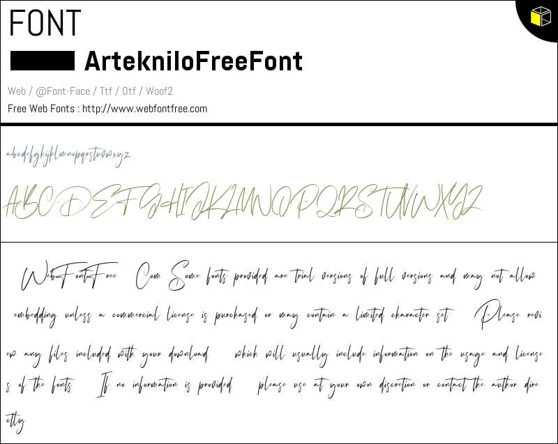 Arteknilo Free Font Fonts Downloads - WebFontFree.Com