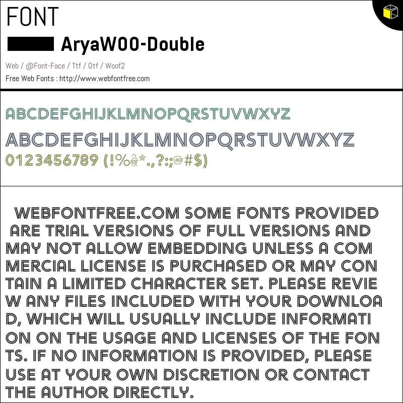 Arya W00 Double Fonts Downloads - WebFontFree.Com