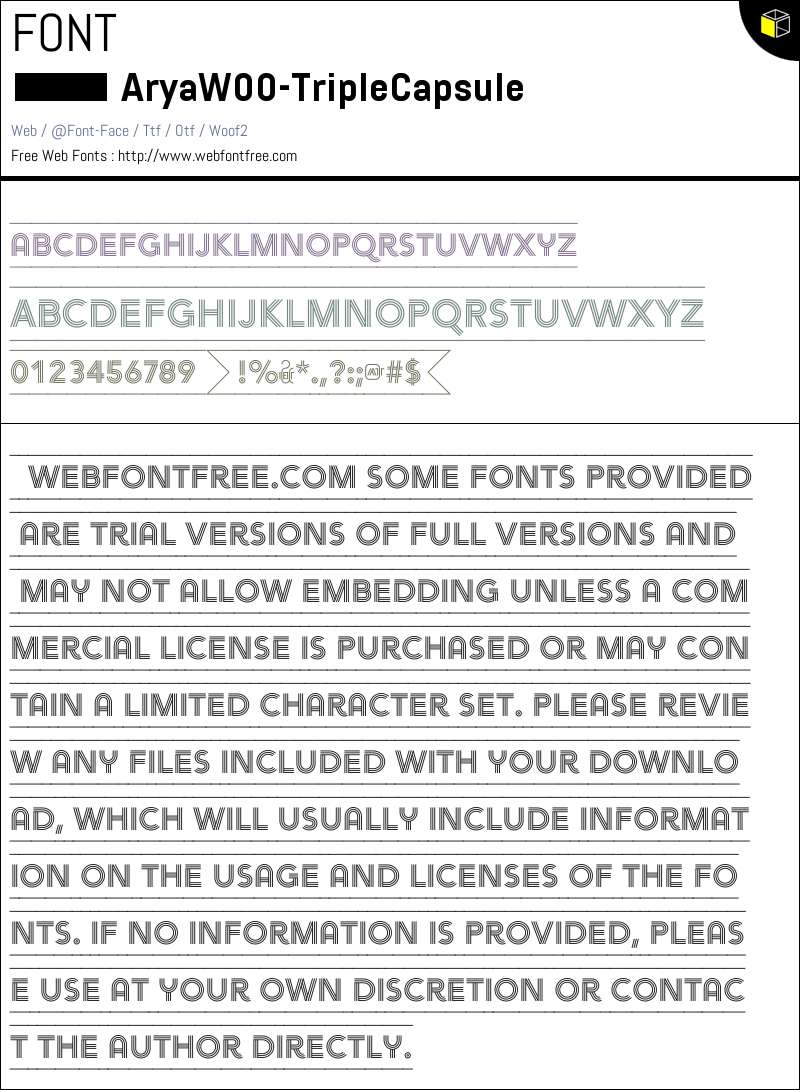 Arya W00 Triple Capsule Fonts Downloads - WebFontFree.Com