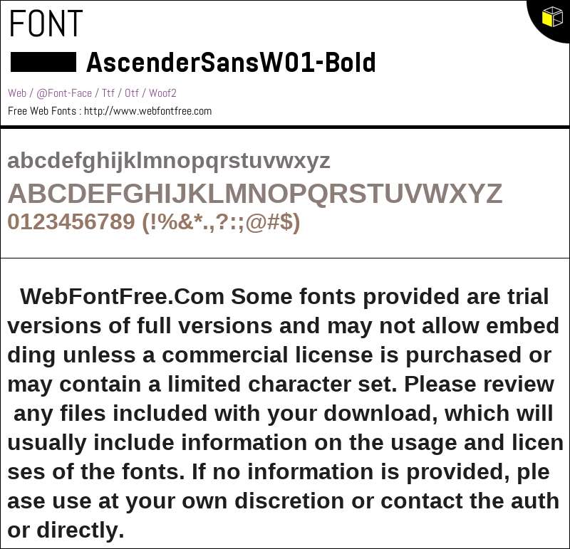 Ascender Sans W01 Bold Fonts Downloads - WebFontFree.Com