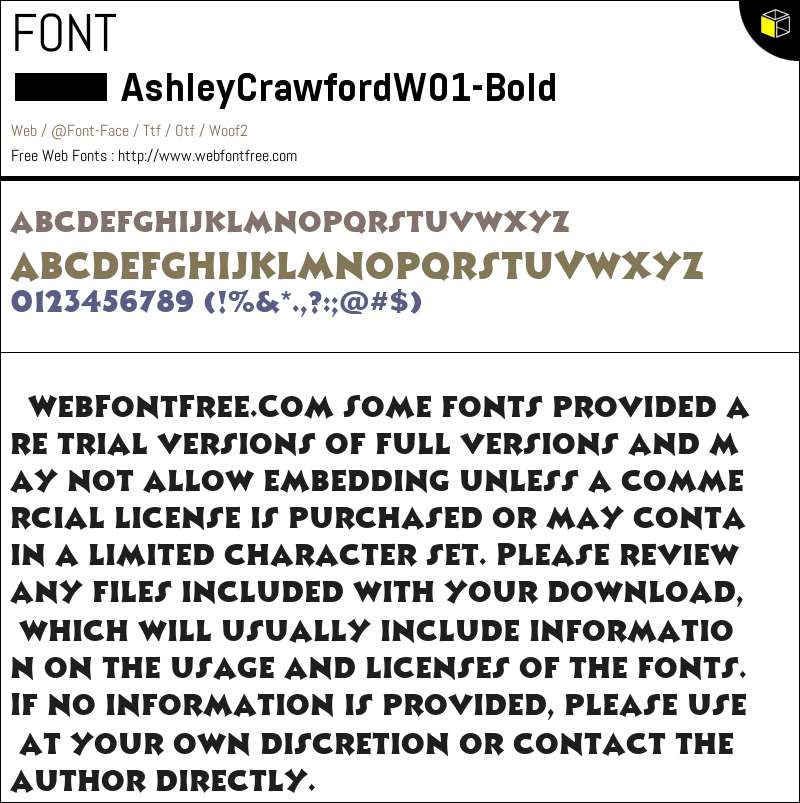 Ashley Crawford W01 Bold Fonts Downloads - WebFontFree.Com
