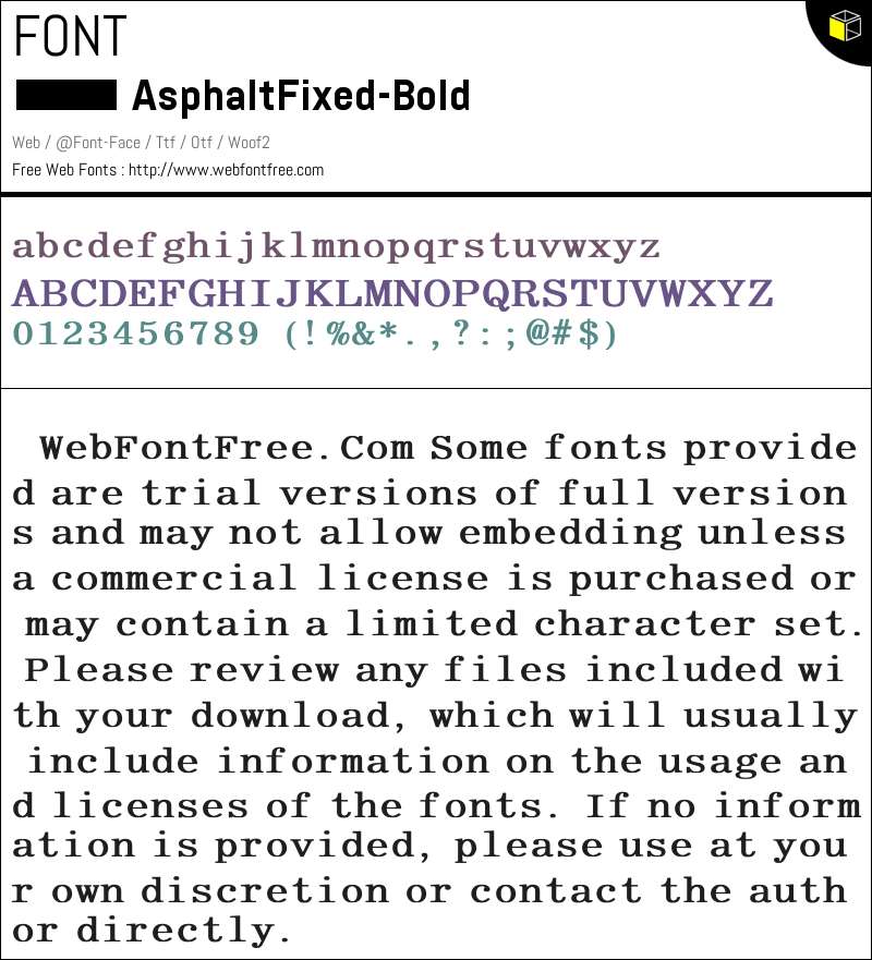 Asphalt Fixed Bold Fonts Downloads - WebFontFree.Com
