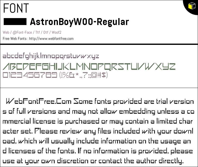 Astron Boy W00 Regular Fonts Downloads - WebFontFree.Com