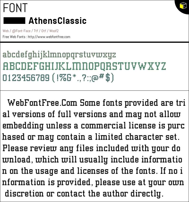 Athens Classic Fonts Downloads - WebFontFree.Com