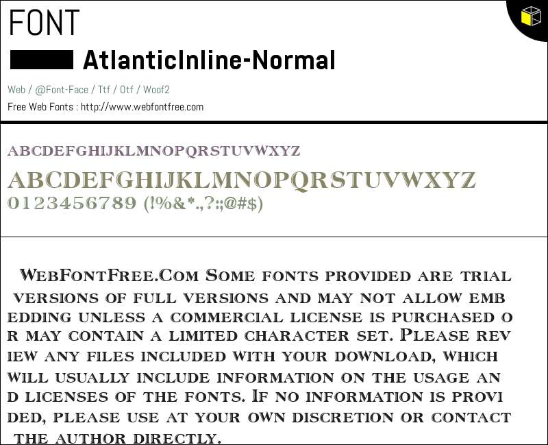 Atlantic Inline-Normal 字体 下载 - WebFontFree.Com