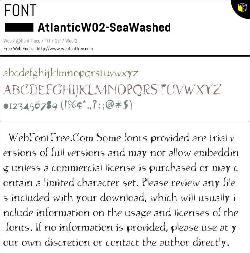 Atlantic W02 Sea Washed Fonts Downloads - WebFontFree.Com