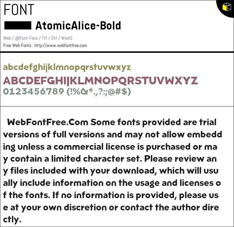 Atomic Alice Bold Fonts Downloads - WebFontFree.Com